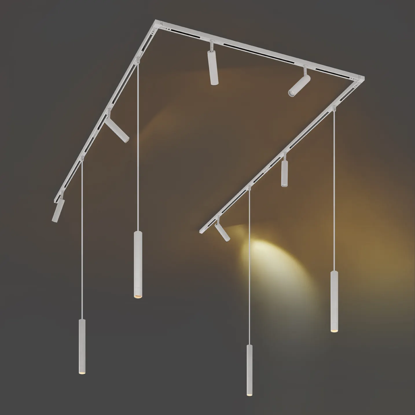 Modern Track Lighting System with 6 Spotlights and 4 Pendant Lights ...