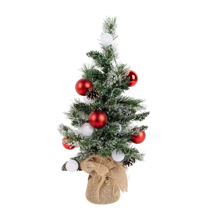 Kerst kerstboom wit met rood 60cm incl. LED met timer - Jack | Lampenlicht