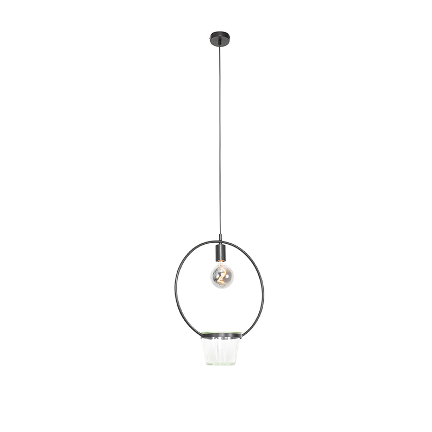 Modern pendellampa svart med glas rund - Roslini | Lamporochljus