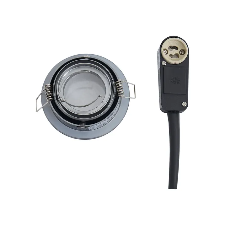 Moderne innfelt spotlight gunmetal justerbar IP44 - Chuck | Lampeoglys.no