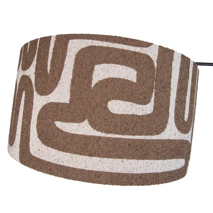 Justerbar gulvlampe svart med brun og beige stripet skjerm 50 cm ...